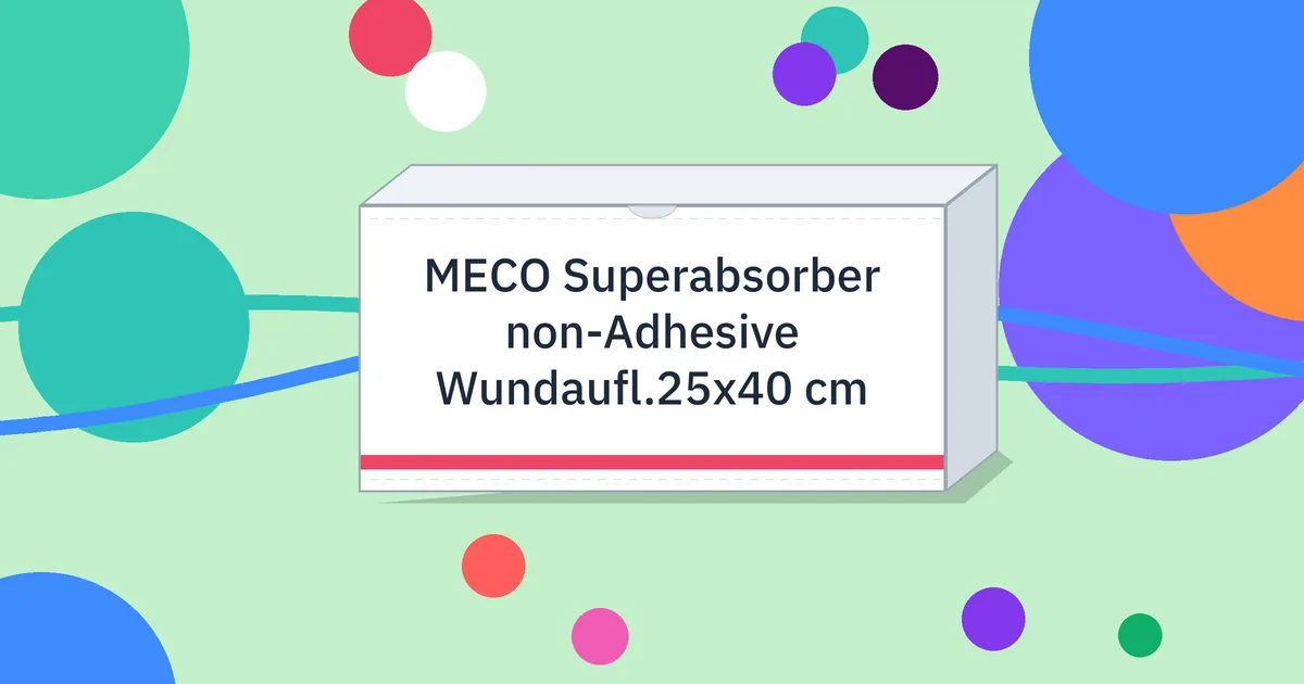 Symbolbild: Packung mit der Aufschrift MECO Superabsorber non-Adhesive Wundaufl.25x40 cm (PZN 19478603) – Verfügbarkeit und Bezug in Apotheken in Frankfurt am Main