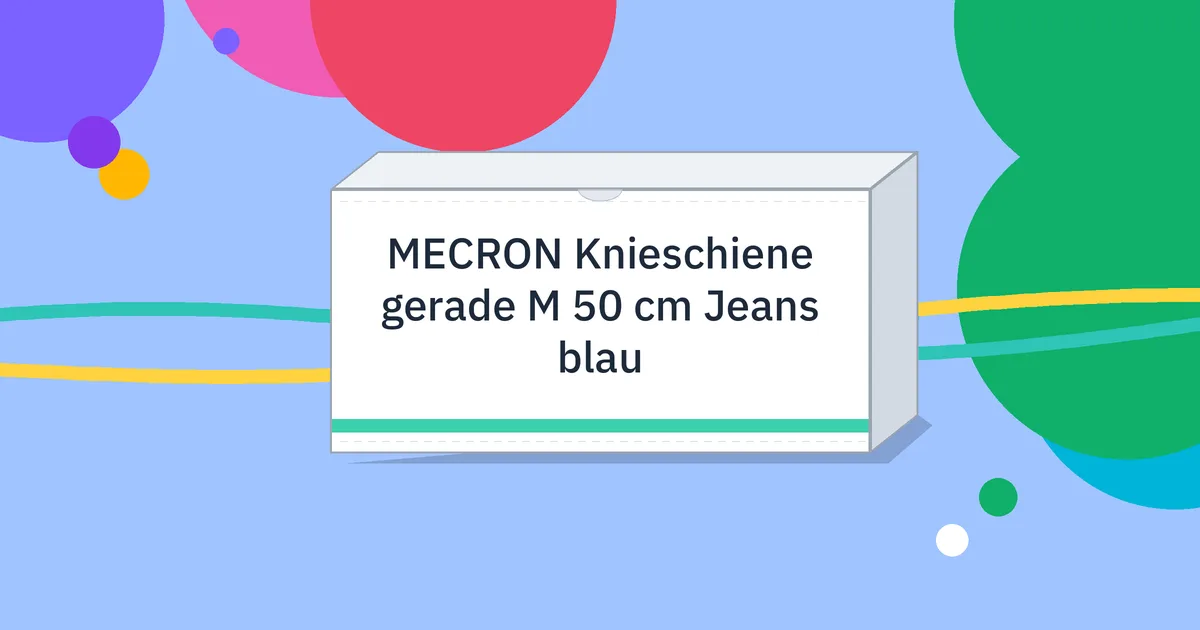 Symbolbild: Packung mit der Aufschrift MECRON Knieschiene gerade M 50 cm Jeans blau (PZN 02905219) – Verfügbarkeit und Bezug in Apotheken in Frankfurt am Main