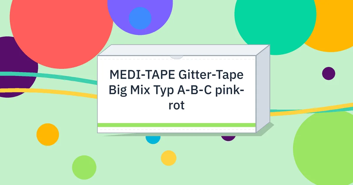 Symbolbild: Packung mit der Aufschrift MEDI-TAPE Gitter-Tape Big Mix Typ A-B-C pink-rot (PZN 16043201) – Verfügbarkeit und Bezug in Apotheken in Frankfurt am Main