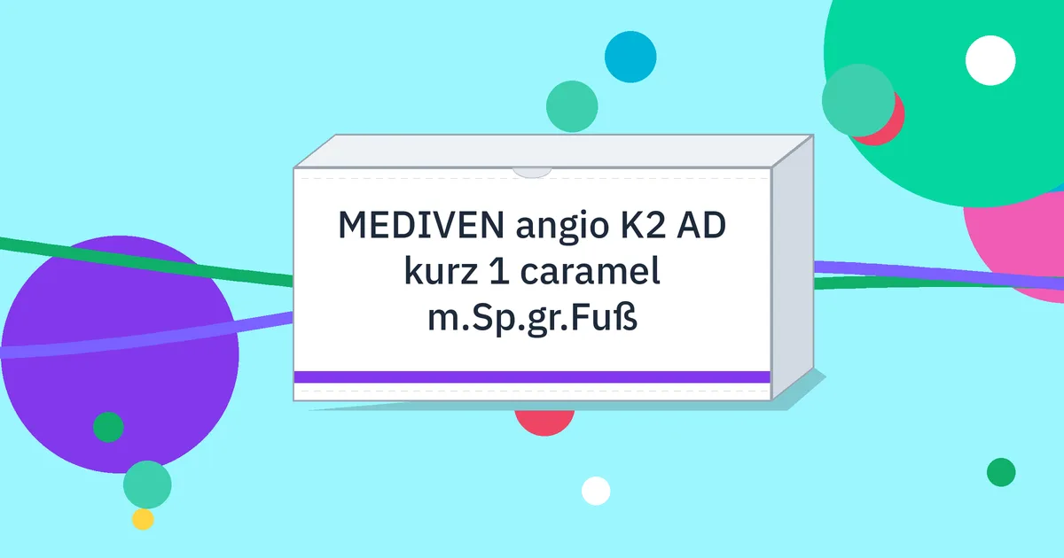 Symbolbild: Packung mit der Aufschrift MEDIVEN angio K2 AD kurz 1 caramel m.Sp.gr.Fuß (PZN 17211008) – Verfügbarkeit und Bezug in Apotheken in Frankfurt am Main