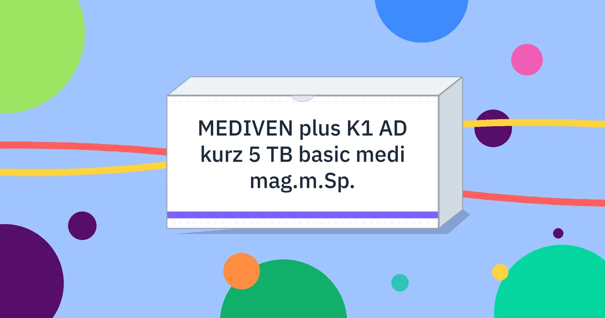 Symbolbild: Packung mit der Aufschrift MEDIVEN plus K1 AD kurz 5 TB basic medi mag.m.Sp. (PZN 15045770) – Verfügbarkeit und Bezug in Apotheken in Frankfurt am Main