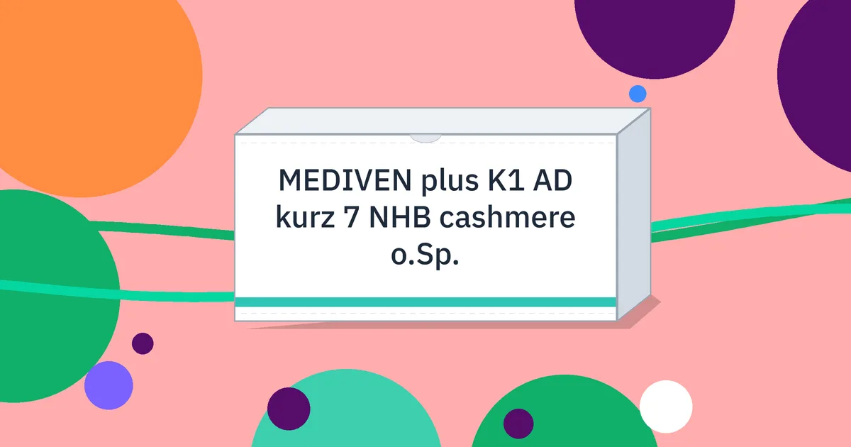 Symbolbild: Packung mit der Aufschrift MEDIVEN plus K1 AD kurz 7 NHB cashmere o.Sp. (PZN 15897668) – Verfügbarkeit und Bezug in Apotheken in Frankfurt am Main