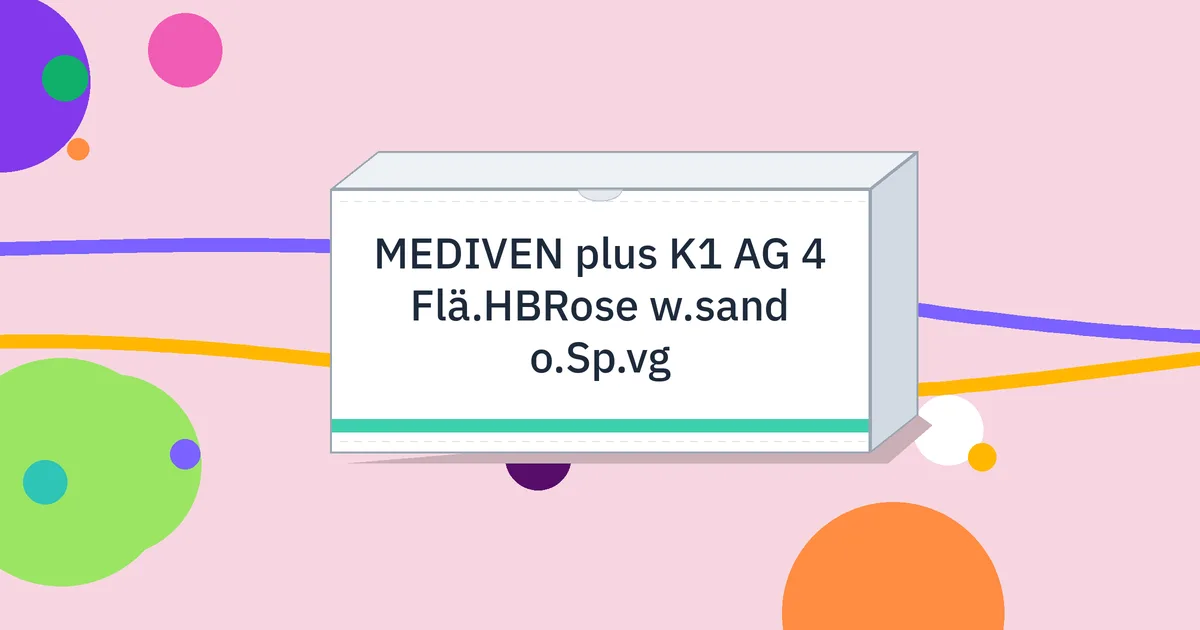 Symbolbild: Packung mit der Aufschrift MEDIVEN plus K1 AG 4 Flä.HBRose w.sand o.Sp.vg (PZN 18940235) – Verfügbarkeit und Bezug in Apotheken in Frankfurt am Main