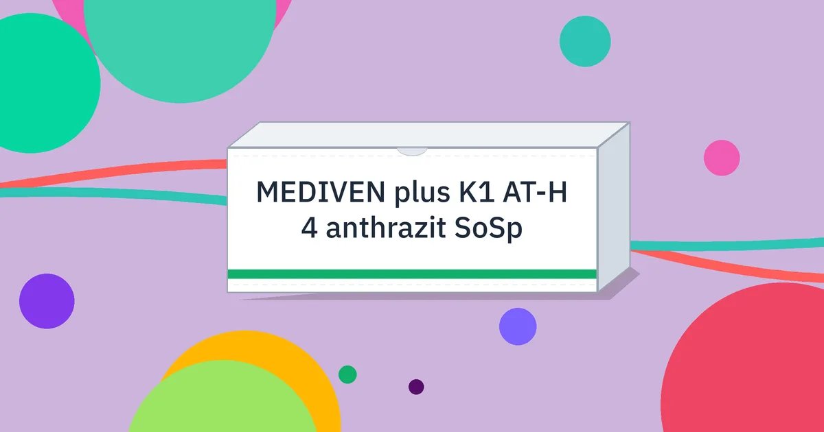 Symbolbild: Packung mit der Aufschrift MEDIVEN plus K1 AT-H 4 anthrazit SoSp (PZN 15035501) – Verfügbarkeit und Bezug in Apotheken in Frankfurt am Main