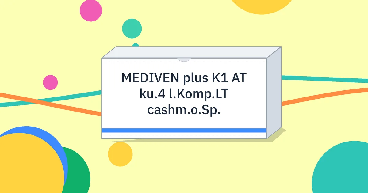 Symbolbild: Packung mit der Aufschrift MEDIVEN plus K1 AT ku.4 l.Komp.LT cashm.o.Sp. (PZN 15029009) – Verfügbarkeit und Bezug in Apotheken in Frankfurt am Main