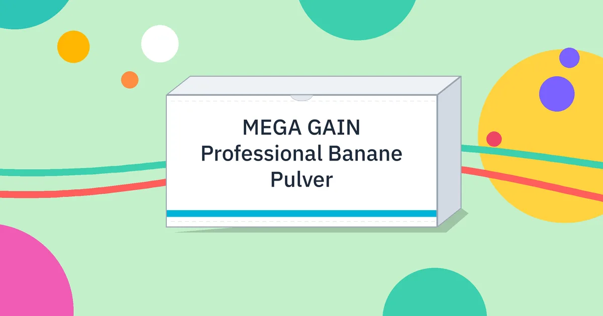 Symbolbild: Packung mit der Aufschrift MEGA GAIN Professional Banane Pulver (PZN 07302069) – Verfügbarkeit und Bezug in Apotheken in Frankfurt am Main