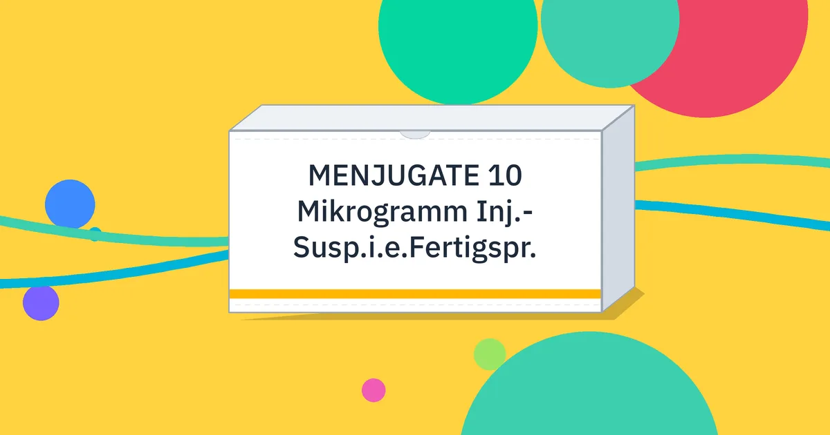 Symbolbild: Packung mit der Aufschrift MENJUGATE 10 Mikrogramm Inj.-Susp.i.e.Fertigspr. (PZN 11116303) – Verfügbarkeit und Bezug in Apotheken in Frankfurt am Main