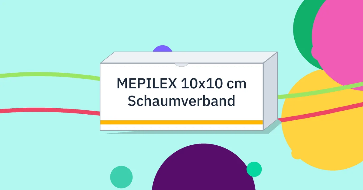 Symbolbild: Packung mit der Aufschrift MEPILEX 10x10 cm Schaumverband (PZN 13587426) – Verfügbarkeit und Bezug in Apotheken in Frankfurt am Main