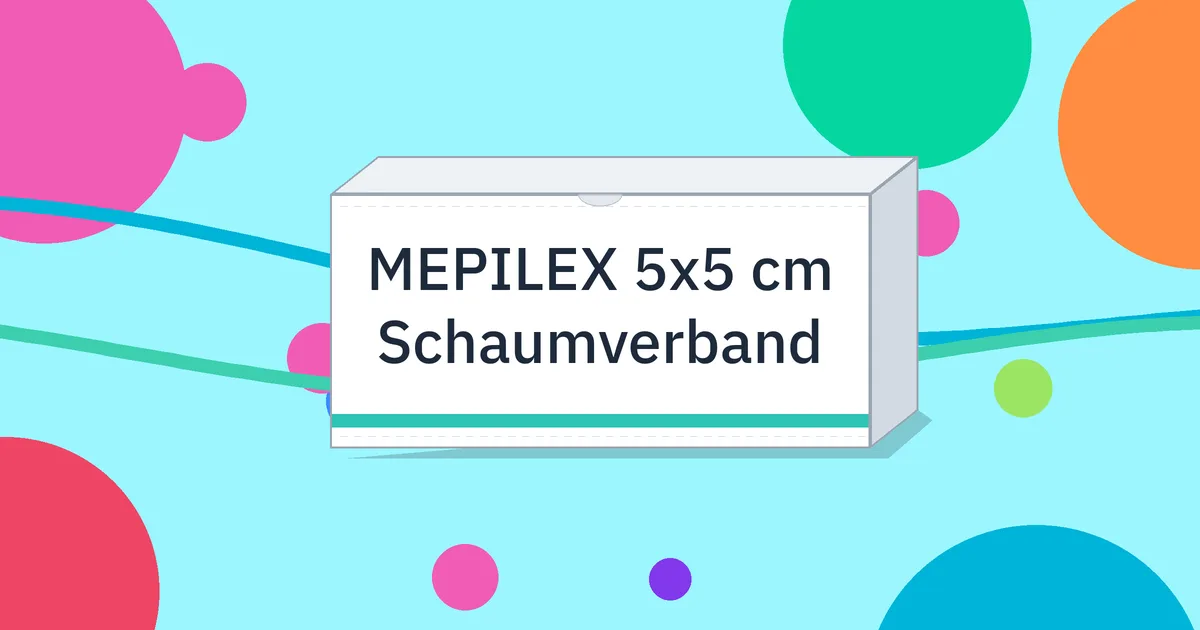 Symbolbild: Packung mit der Aufschrift MEPILEX 5x5 cm Schaumverband (PZN 20276520) – Verfügbarkeit und Bezug in Apotheken in Frankfurt am Main