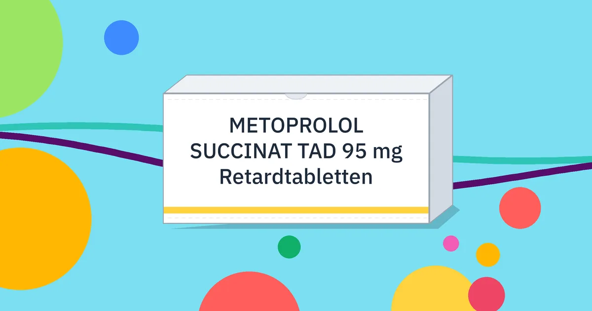 Symbolbild: Packung mit der Aufschrift METOPROLOL SUCCINAT TAD 95 mg Retardtabletten (PZN 11562422) – Verfügbarkeit und Bezug in Apotheken in Frankfurt am Main