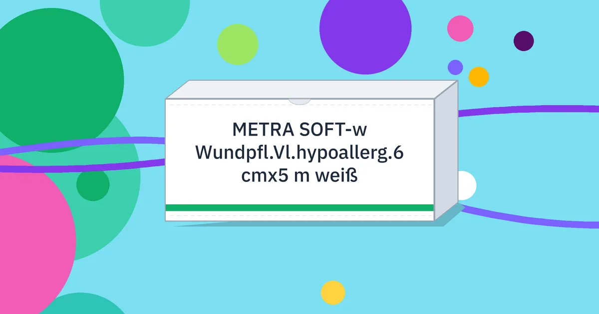 Symbolbild: Packung mit der Aufschrift METRA SOFT-w Wundpfl.Vl.hypoallerg.6 cmx5 m weiß (PZN 07772071) – Verfügbarkeit und Bezug in Apotheken in Frankfurt am Main