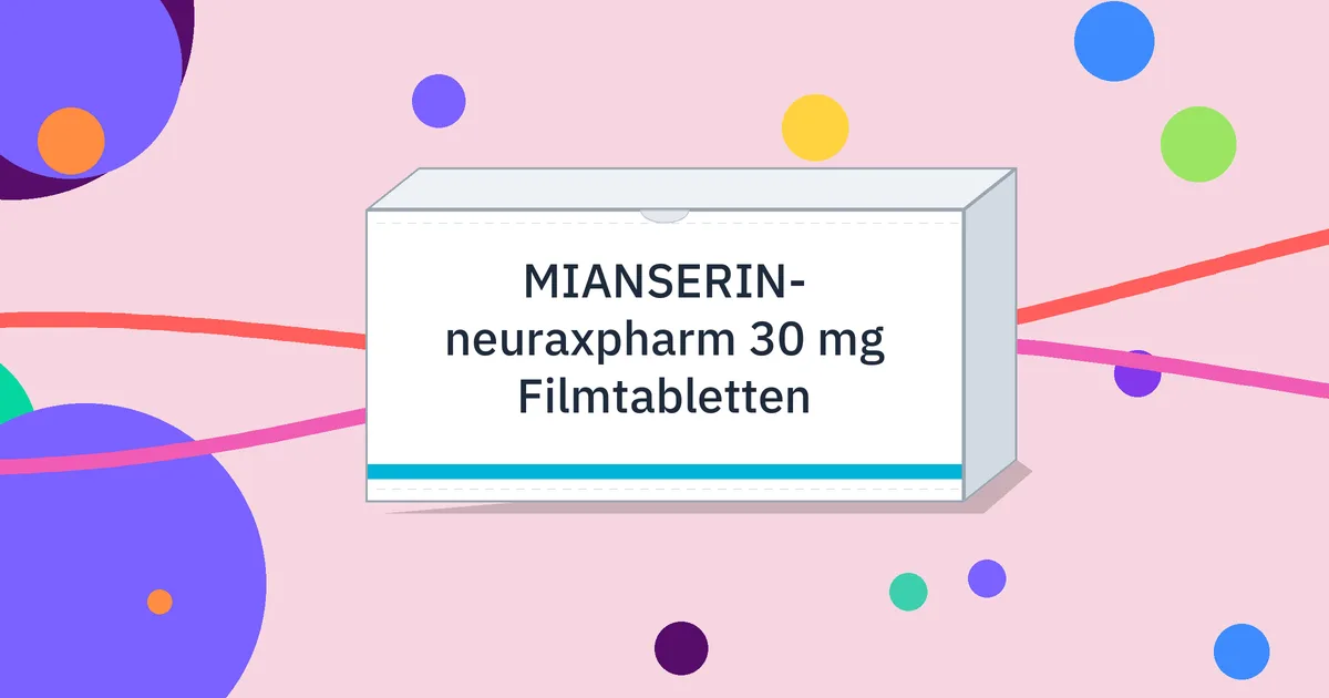 Symbolbild: Packung mit der Aufschrift MIANSERIN-neuraxpharm 30 mg Filmtabletten (PZN 04815615) – Verfügbarkeit und Bezug in Apotheken in Frankfurt am Main