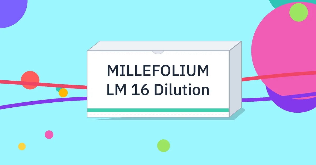 Symbolbild: Packung mit der Aufschrift MILLEFOLIUM LM 16 Dilution (PZN 13608016) – Verfügbarkeit und Bezug in Apotheken in Frankfurt am Main