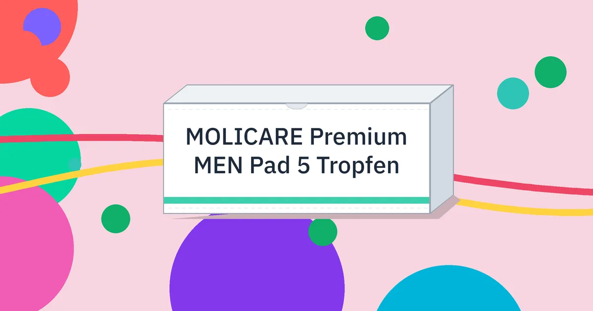 Symbolbild: Packung mit der Aufschrift MOLICARE Premium MEN Pad 5 Tropfen (PZN 13982536) – Verfügbarkeit und Bezug in Apotheken in Frankfurt am Main