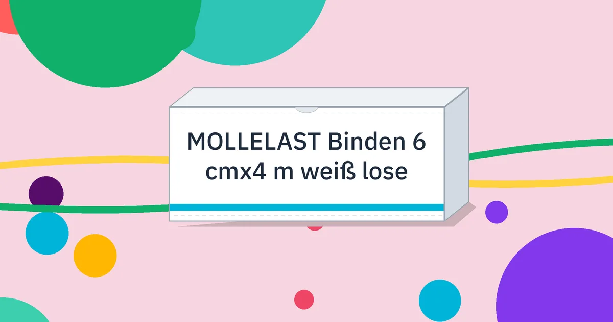 Symbolbild: Packung mit der Aufschrift MOLLELAST Binden 6 cmx4 m weiß lose (PZN 05490463) – Verfügbarkeit und Bezug in Apotheken in Frankfurt am Main