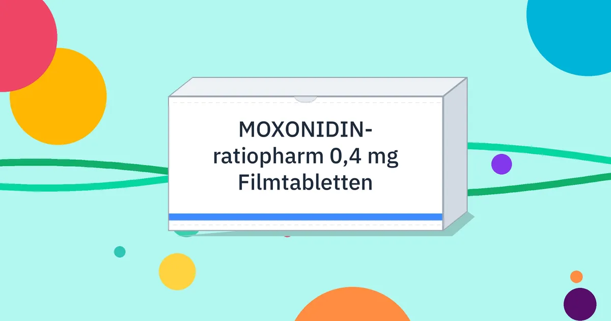 Symbolbild: Packung mit der Aufschrift MOXONIDIN-ratiopharm 0,4 mg Filmtabletten (PZN 01698149) – Verfügbarkeit und Bezug in Apotheken in Frankfurt am Main