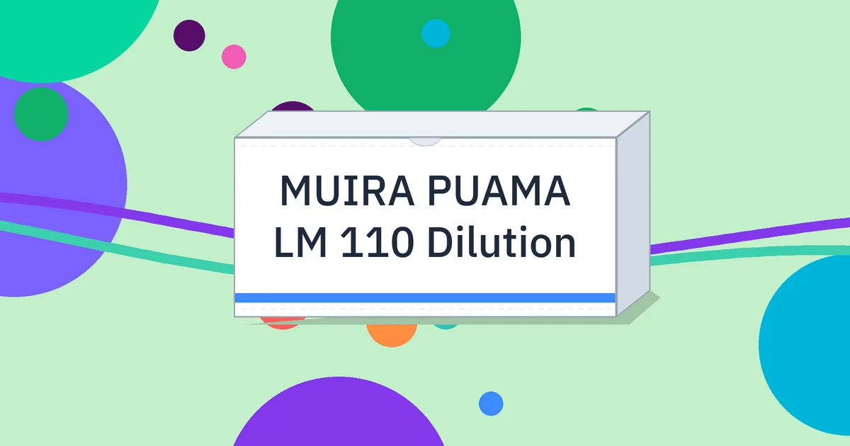 Symbolbild: Packung mit der Aufschrift MUIRA PUAMA LM 110 Dilution (PZN 13611509) – Verfügbarkeit und Bezug in Apotheken in Frankfurt am Main