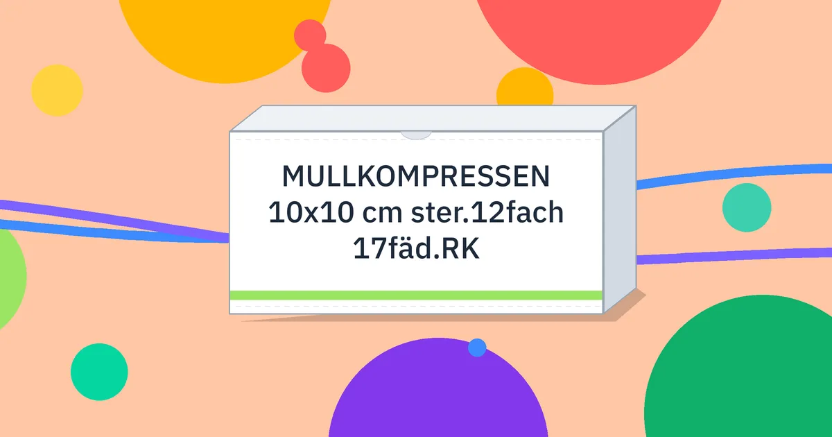 Symbolbild: Packung mit der Aufschrift MULLKOMPRESSEN 10x10 cm ster.12fach 17fäd.RK (PZN 06930467) – Verfügbarkeit und Bezug in Apotheken in Frankfurt am Main