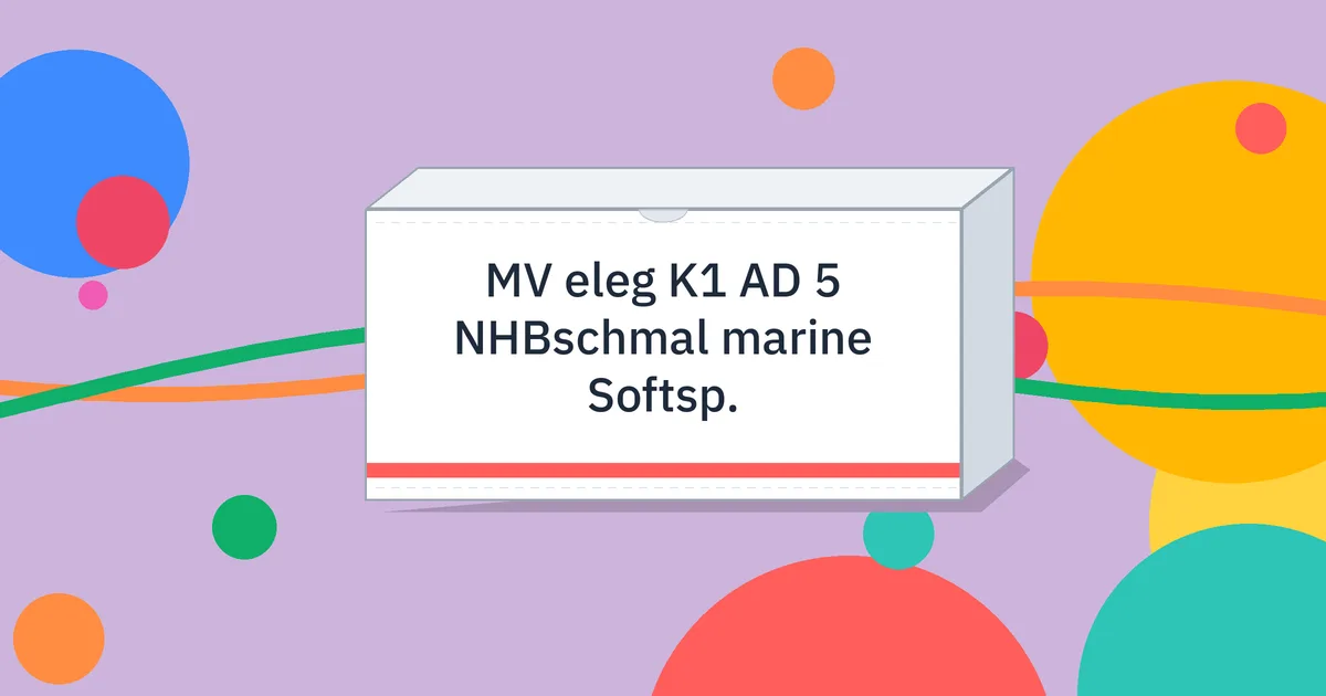 Symbolbild: Packung mit der Aufschrift MV eleg K1 AD 5 NHBschmal marine Softsp. (PZN 15674129) – Verfügbarkeit und Bezug in Apotheken in Frankfurt am Main
