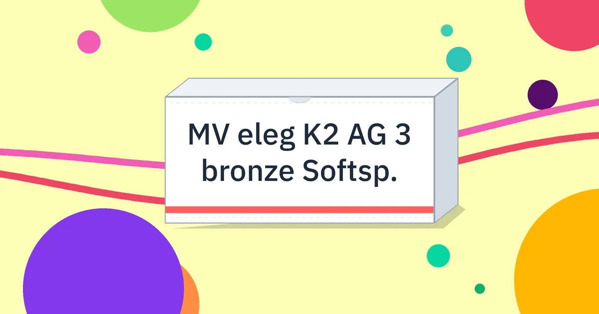 Symbolbild: Packung mit der Aufschrift MV eleg K2 AG 3 bronze Softsp. (PZN 14719700) – Verfügbarkeit und Bezug in Apotheken in Frankfurt am Main