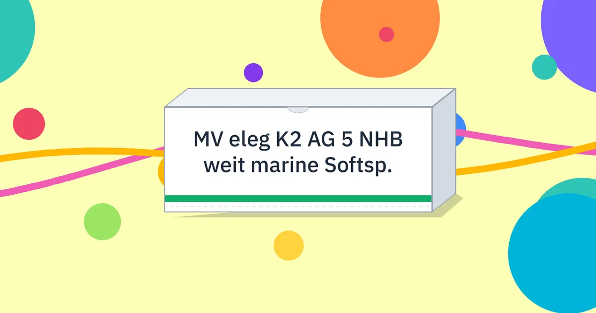 Symbolbild: Packung mit der Aufschrift MV eleg K2 AG 5 NHB weit marine Softsp. (PZN 15729652) – Verfügbarkeit und Bezug in Apotheken in Frankfurt am Main