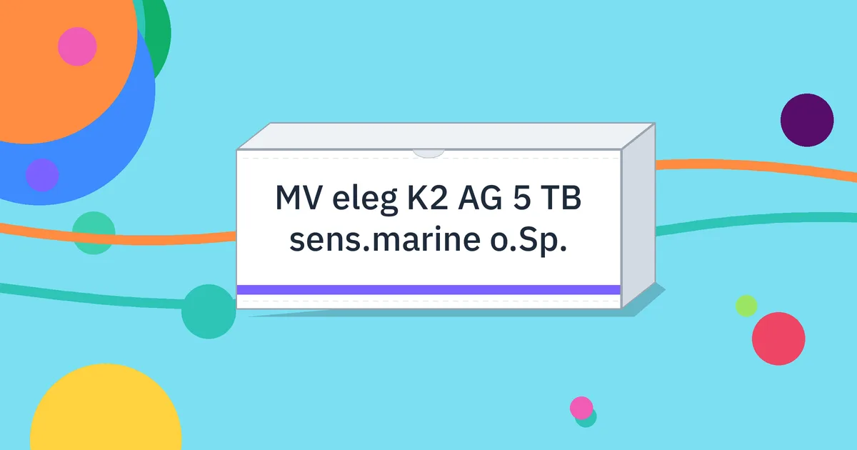 Symbolbild: Packung mit der Aufschrift MV eleg K2 AG 5 TB sens.marine o.Sp. (PZN 14610883) – Verfügbarkeit und Bezug in Apotheken in Frankfurt am Main