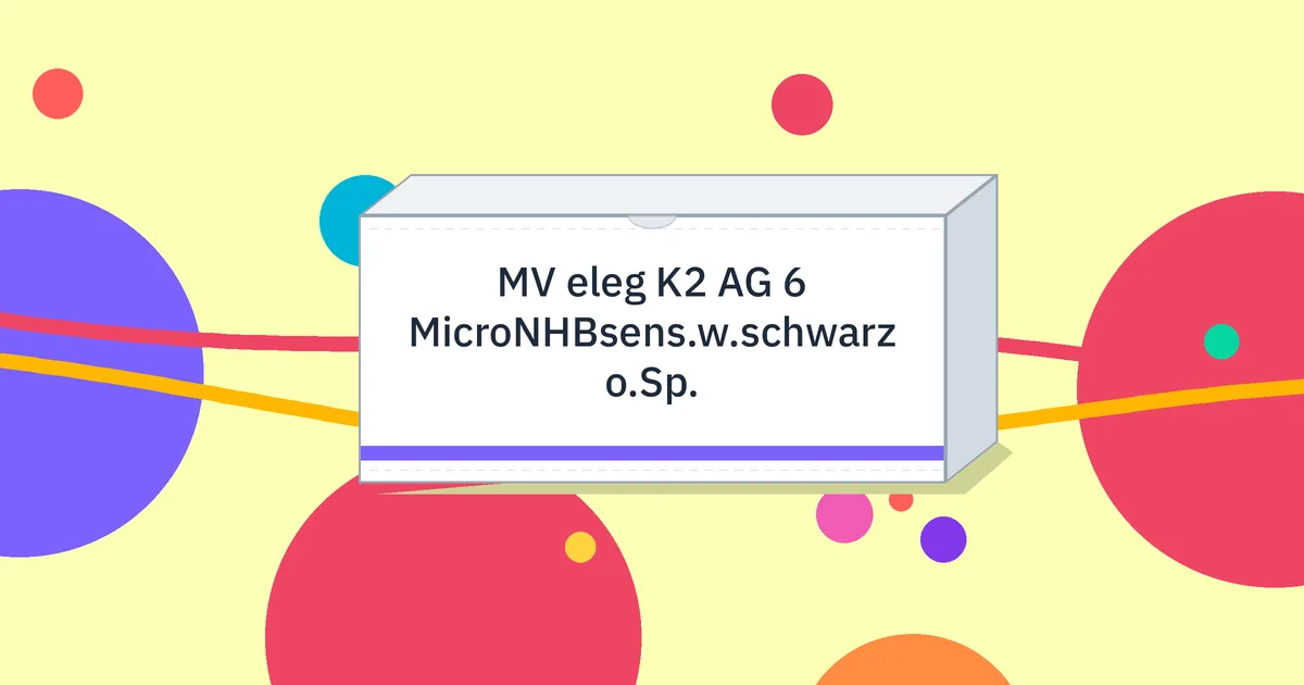 Symbolbild: Packung mit der Aufschrift MV eleg K2 AG 6 MicroNHBsens.w.schwarz o.Sp. (PZN 16068744) – Verfügbarkeit und Bezug in Apotheken in Frankfurt am Main