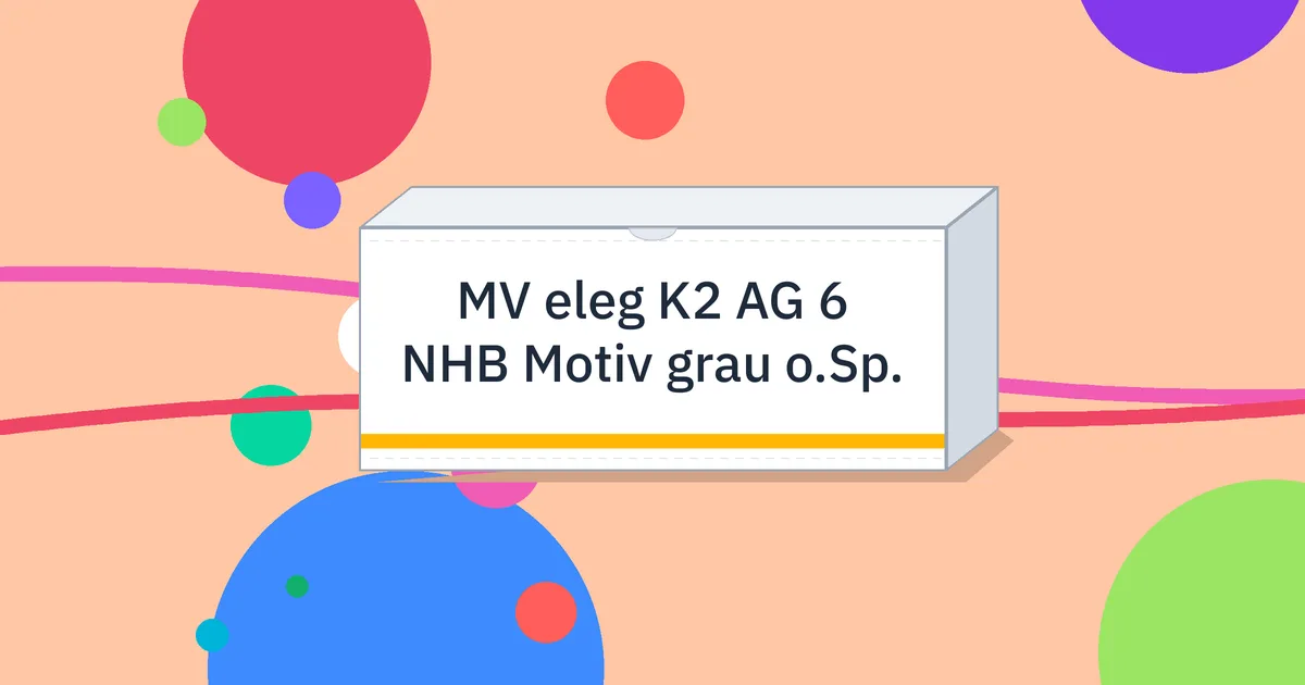 Symbolbild: Packung mit der Aufschrift MV eleg K2 AG 6 NHB Motiv grau o.Sp. (PZN 18929825) – Verfügbarkeit und Bezug in Apotheken in Frankfurt am Main