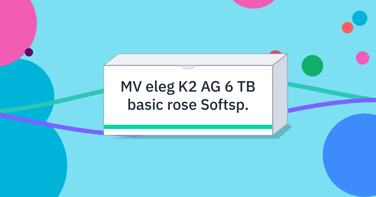 Symbolbild: Packung mit der Aufschrift MV eleg K2 AG 6 TB basic rose Softsp. (PZN 14700899) – Verfügbarkeit und Bezug in Apotheken in Frankfurt am Main