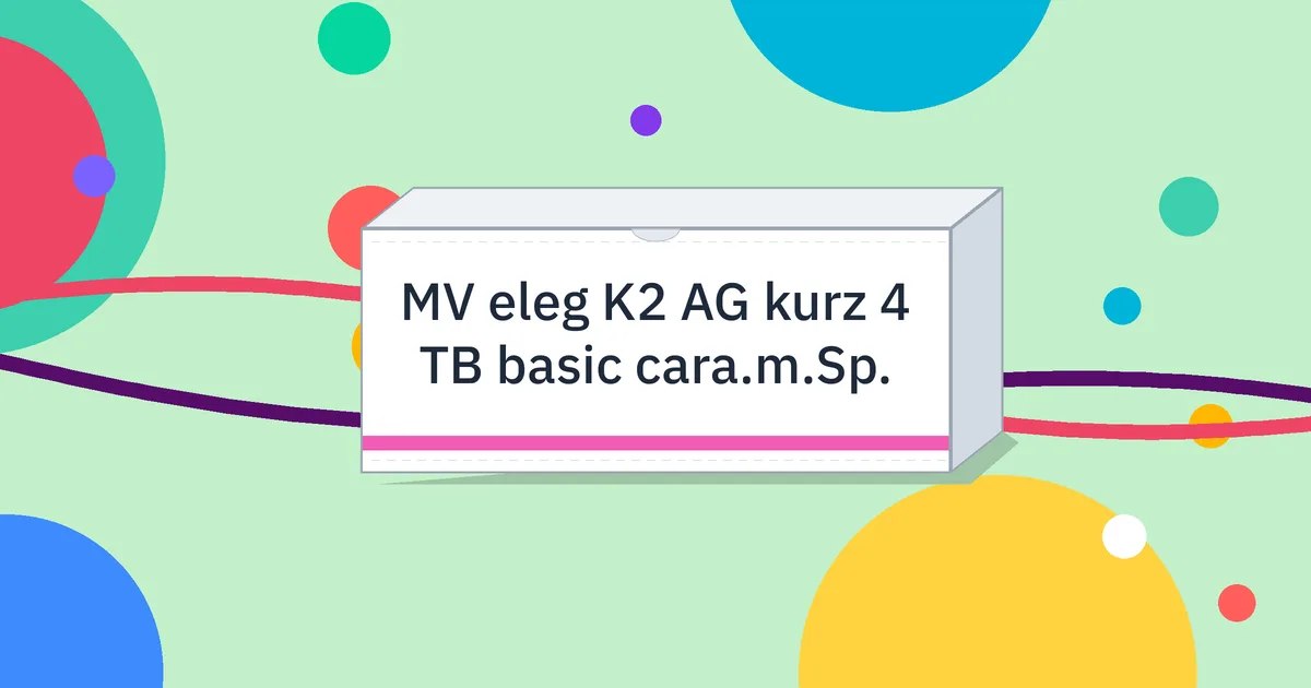 Symbolbild: Packung mit der Aufschrift MV eleg K2 AG kurz 4 TB basic cara.m.Sp. (PZN 00195676) – Verfügbarkeit und Bezug in Apotheken in Frankfurt am Main