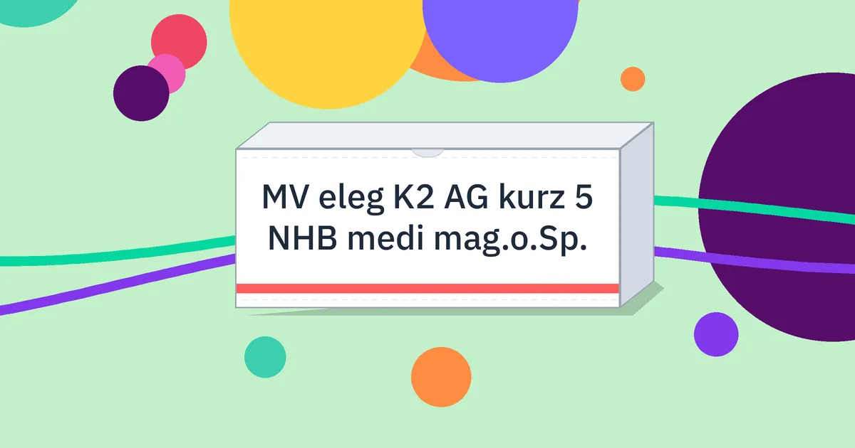 Symbolbild: Packung mit der Aufschrift MV eleg K2 AG kurz 5 NHB medi mag.o.Sp. (PZN 15716282) – Verfügbarkeit und Bezug in Apotheken in Frankfurt am Main
