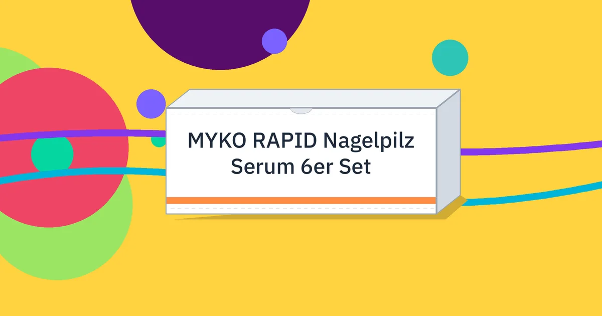 Symbolbild: Packung mit der Aufschrift MYKO RAPID Nagelpilz Serum 6er Set (PZN 20098461) – Verfügbarkeit und Bezug in Apotheken in Frankfurt am Main