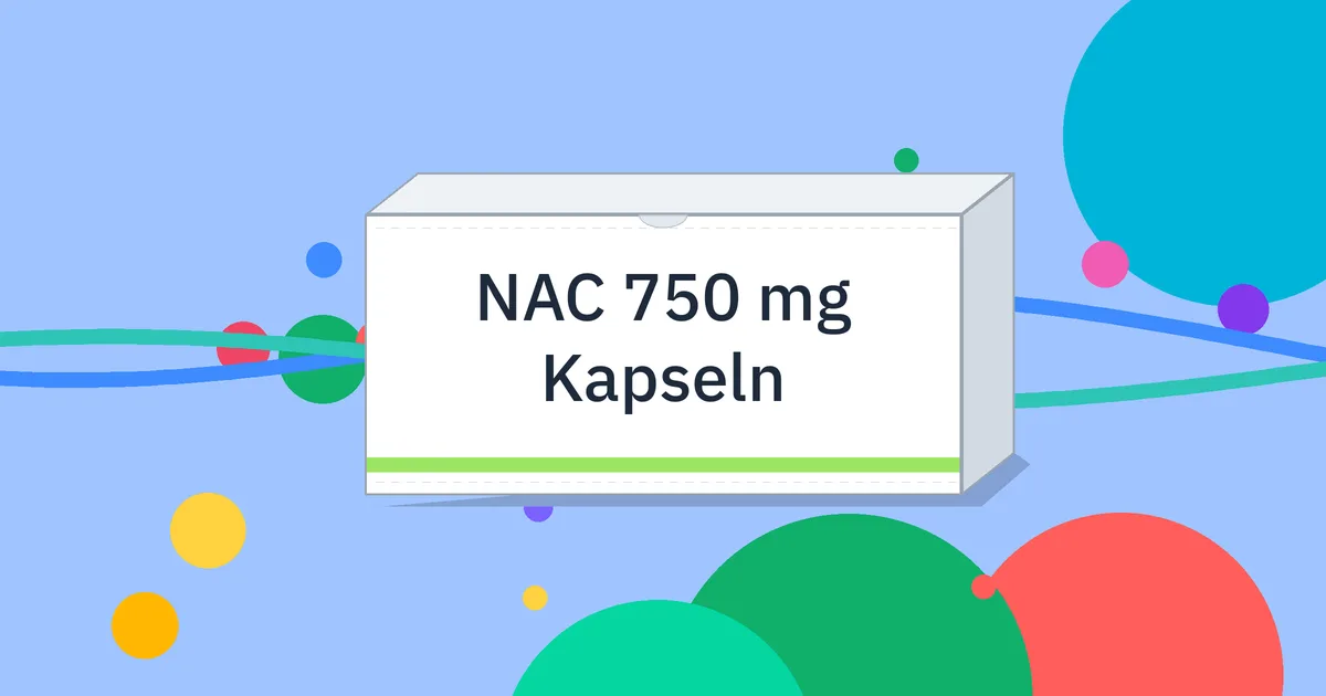 Symbolbild: Packung mit der Aufschrift NAC 750 mg Kapseln (PZN 19128932) – Verfügbarkeit und Bezug in Apotheken in Frankfurt am Main