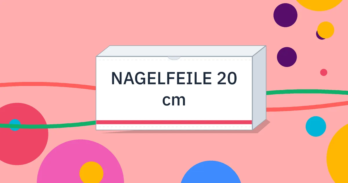 Symbolbild: Packung mit der Aufschrift NAGELFEILE 20 cm (PZN 14155290) – Verfügbarkeit und Bezug in Apotheken in Frankfurt am Main