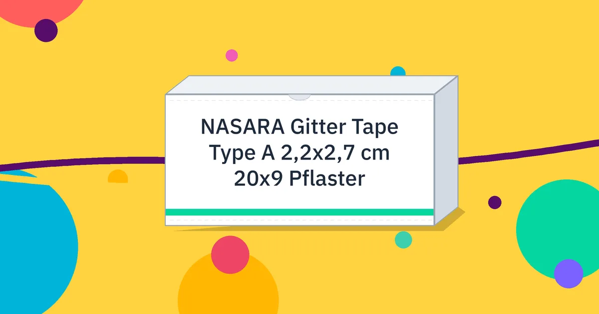 Symbolbild: Packung mit der Aufschrift NASARA Gitter Tape Type A 2,2x2,7 cm 20x9 Pflaster (PZN 10740092) – Verfügbarkeit und Bezug in Apotheken in Frankfurt am Main