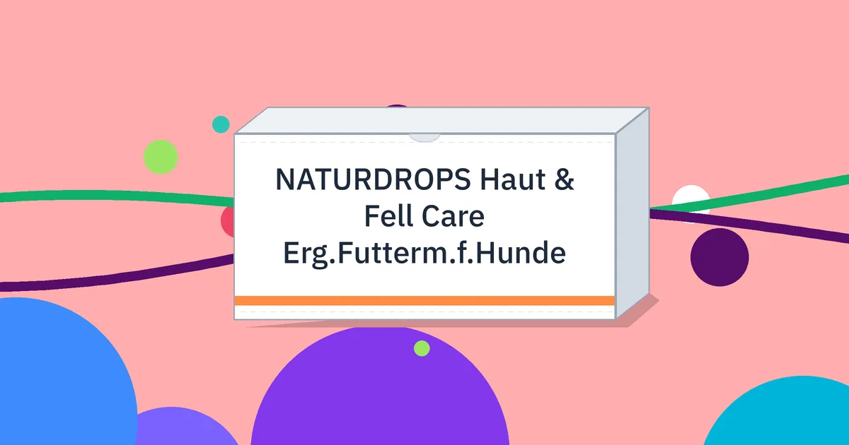 Symbolbild: Packung mit der Aufschrift NATURDROPS Haut & Fell Care Erg.Futterm.f.Hunde (PZN 19990175) – Verfügbarkeit und Bezug in Apotheken in Frankfurt am Main