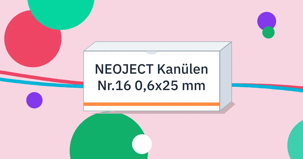 Symbolbild: Packung mit der Aufschrift NEOJECT Kanülen Nr.16 0,6x25 mm (PZN 01818205) – Verfügbarkeit und Bezug in Apotheken in Frankfurt am Main