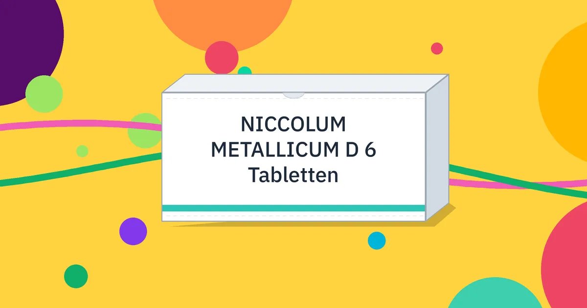 Symbolbild: Packung mit der Aufschrift NICCOLUM METALLICUM D 6 Tabletten (PZN 07175582) – Verfügbarkeit und Bezug in Apotheken in Frankfurt am Main