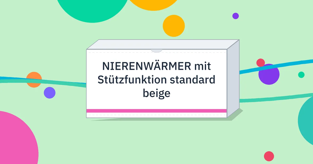 Symbolbild: Packung mit der Aufschrift NIERENWÄRMER mit Stützfunktion standard beige (PZN 18447701) – Verfügbarkeit und Bezug in Apotheken in Frankfurt am Main