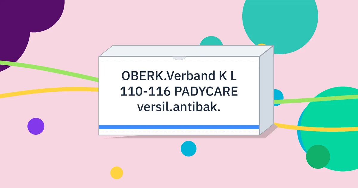 Symbolbild: Packung mit der Aufschrift OBERK.Verband K L 110-116 PADYCARE versil.antibak. (PZN 10938629) – Verfügbarkeit und Bezug in Apotheken in Frankfurt am Main