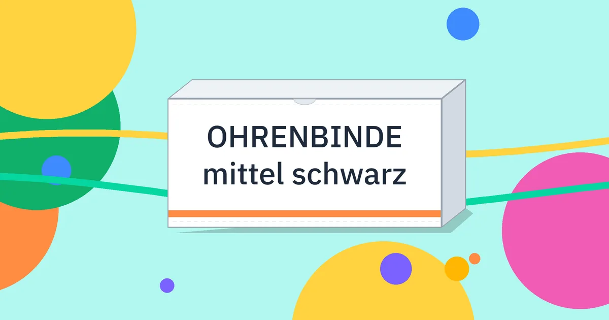 Symbolbild: Packung mit der Aufschrift OHRENBINDE mittel schwarz (PZN 04756002) – Verfügbarkeit und Bezug in Apotheken in Frankfurt am Main