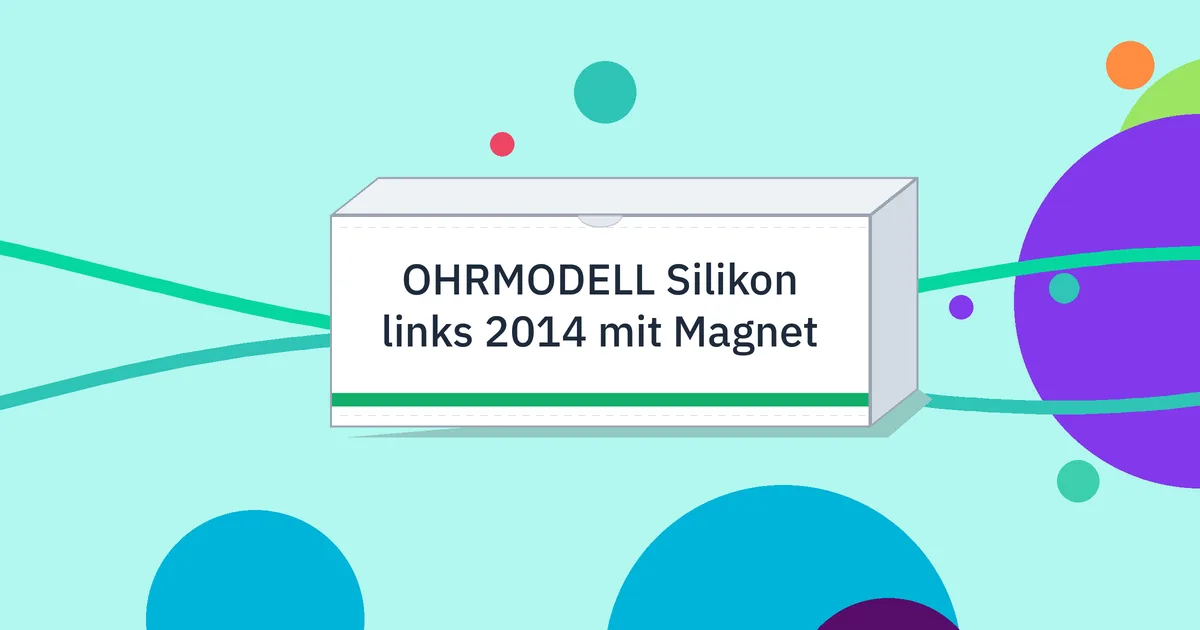 Symbolbild: Packung mit der Aufschrift OHRMODELL Silikon links 2014 mit Magnet (PZN 17244054) – Verfügbarkeit und Bezug in Apotheken in Frankfurt am Main