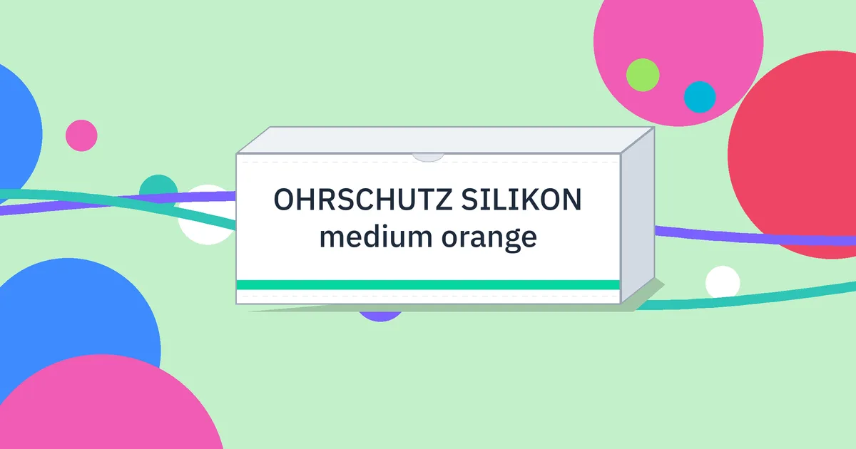 Symbolbild: Packung mit der Aufschrift OHRSCHUTZ SILIKON medium orange (PZN 11848331) – Verfügbarkeit und Bezug in Apotheken in Frankfurt am Main