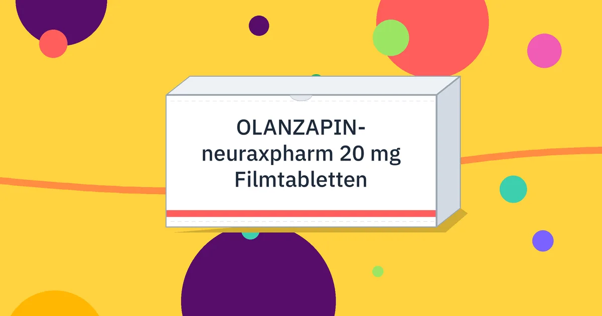 Symbolbild: Packung mit der Aufschrift OLANZAPIN-neuraxpharm 20 mg Filmtabletten (PZN 06082938) – Verfügbarkeit und Bezug in Apotheken in Frankfurt am Main