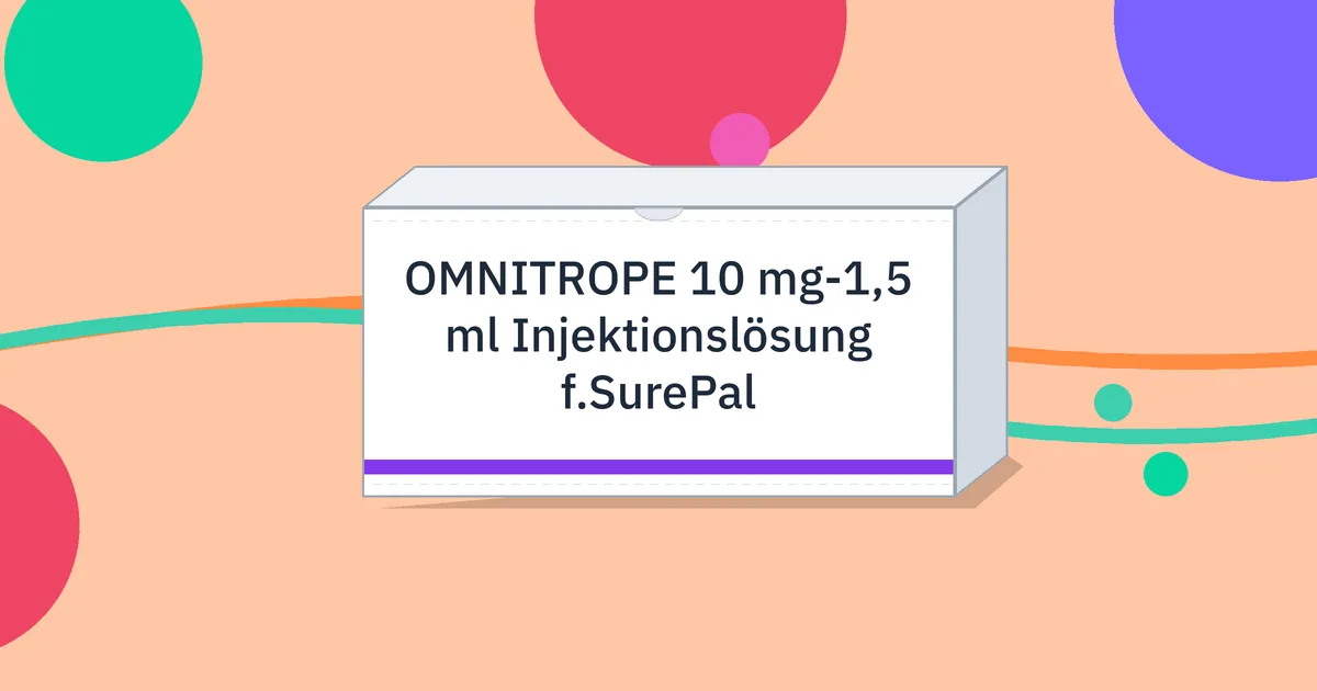 Symbolbild: Packung mit der Aufschrift OMNITROPE 10 mg-1,5 ml Injektionslösung f.SurePal (PZN 10073448) – Verfügbarkeit und Bezug in Apotheken in Frankfurt am Main