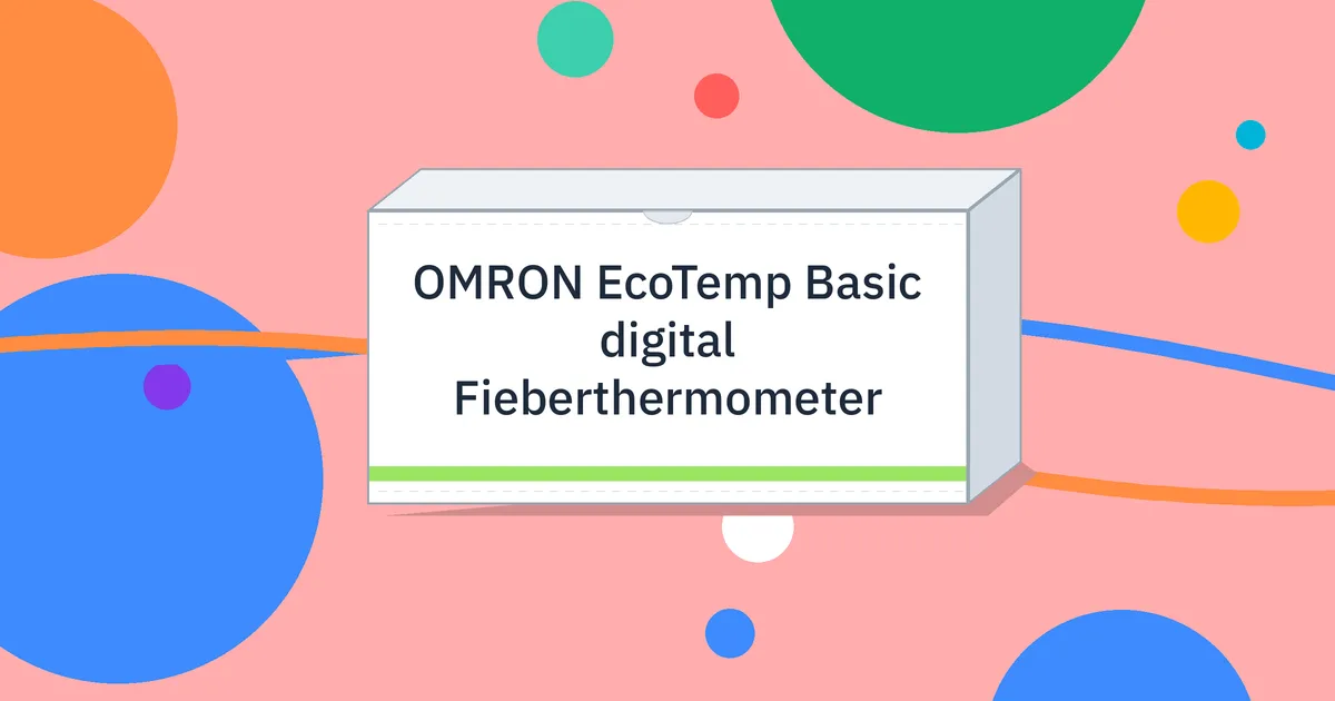Symbolbild: Packung mit der Aufschrift OMRON EcoTemp Basic digital Fieberthermometer (PZN 05376431) – Verfügbarkeit und Bezug in Apotheken in Frankfurt am Main