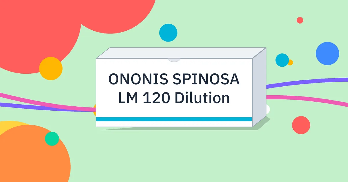 Symbolbild: Packung mit der Aufschrift ONONIS SPINOSA LM 120 Dilution (PZN 13626008) – Verfügbarkeit und Bezug in Apotheken in Frankfurt am Main