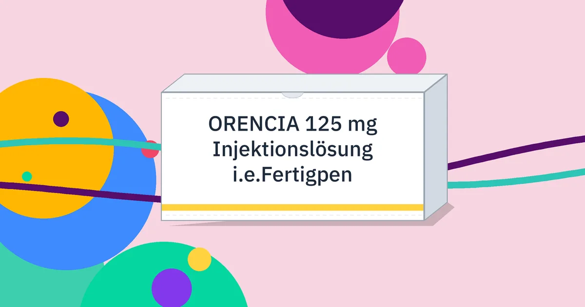 Symbolbild: Packung mit der Aufschrift ORENCIA 125 mg Injektionslösung i.e.Fertigpen (PZN 13585321) – Verfügbarkeit und Bezug in Apotheken in Frankfurt am Main