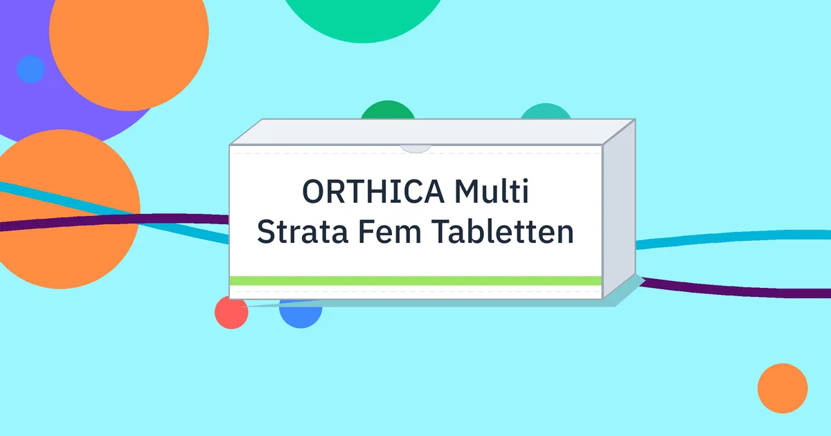 Symbolbild: Packung mit der Aufschrift ORTHICA Multi Strata Fem Tabletten (PZN 19427190) – Verfügbarkeit und Bezug in Apotheken in Frankfurt am Main