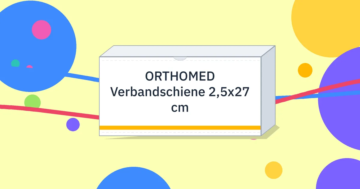 Symbolbild: Packung mit der Aufschrift ORTHOMED Verbandschiene 2,5x27 cm (PZN 03893814) – Verfügbarkeit und Bezug in Apotheken in Frankfurt am Main